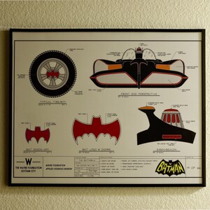 1966 Batmobile Technical Design Illustration Art Print Signed ...