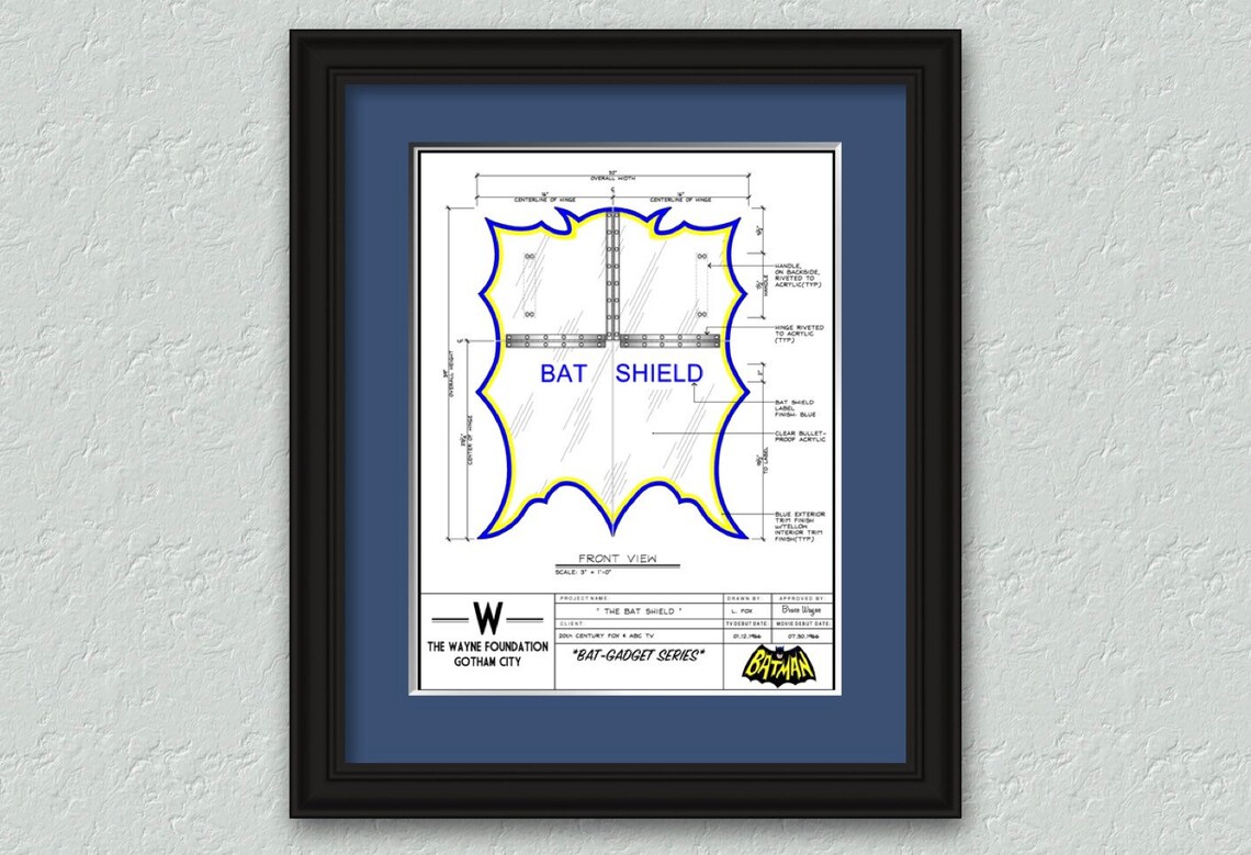 1966 Batman & Robin BAT SHIELD Illustration Art Print Signed - Etsy