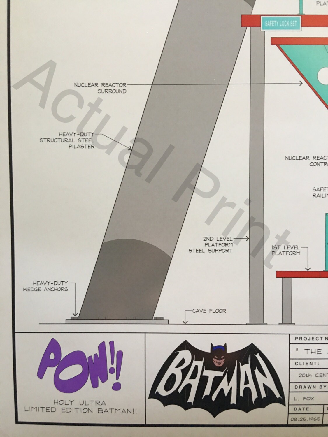 1966 Batman Batcave ATOMIC PILE Technical Design Illustration | Etsy