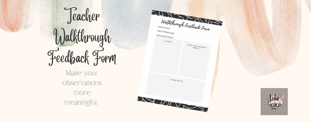 For Teachers Walk-through Feedback Note for Teachers - Etsy