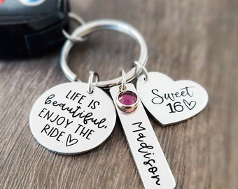 16th Birthday Gift for Her, Sweet 16 Keychain, Personalized 16th ...