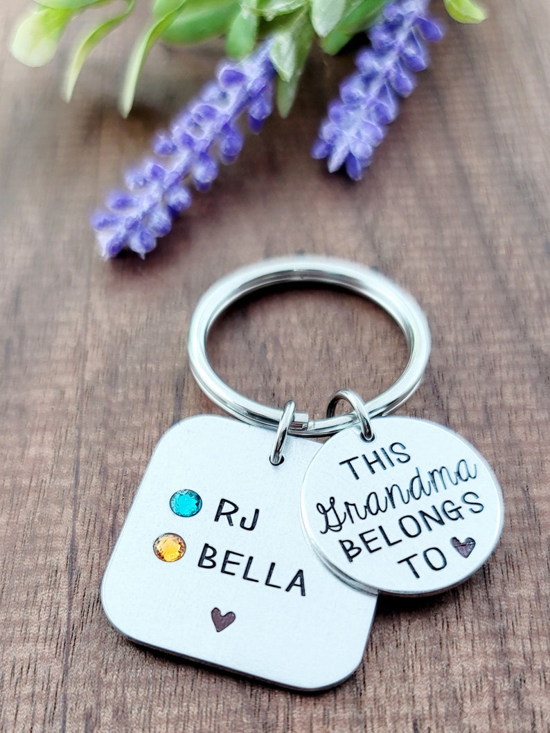 Grandma Belongs to Keychain Grandma Birthstone Keychain - Etsy