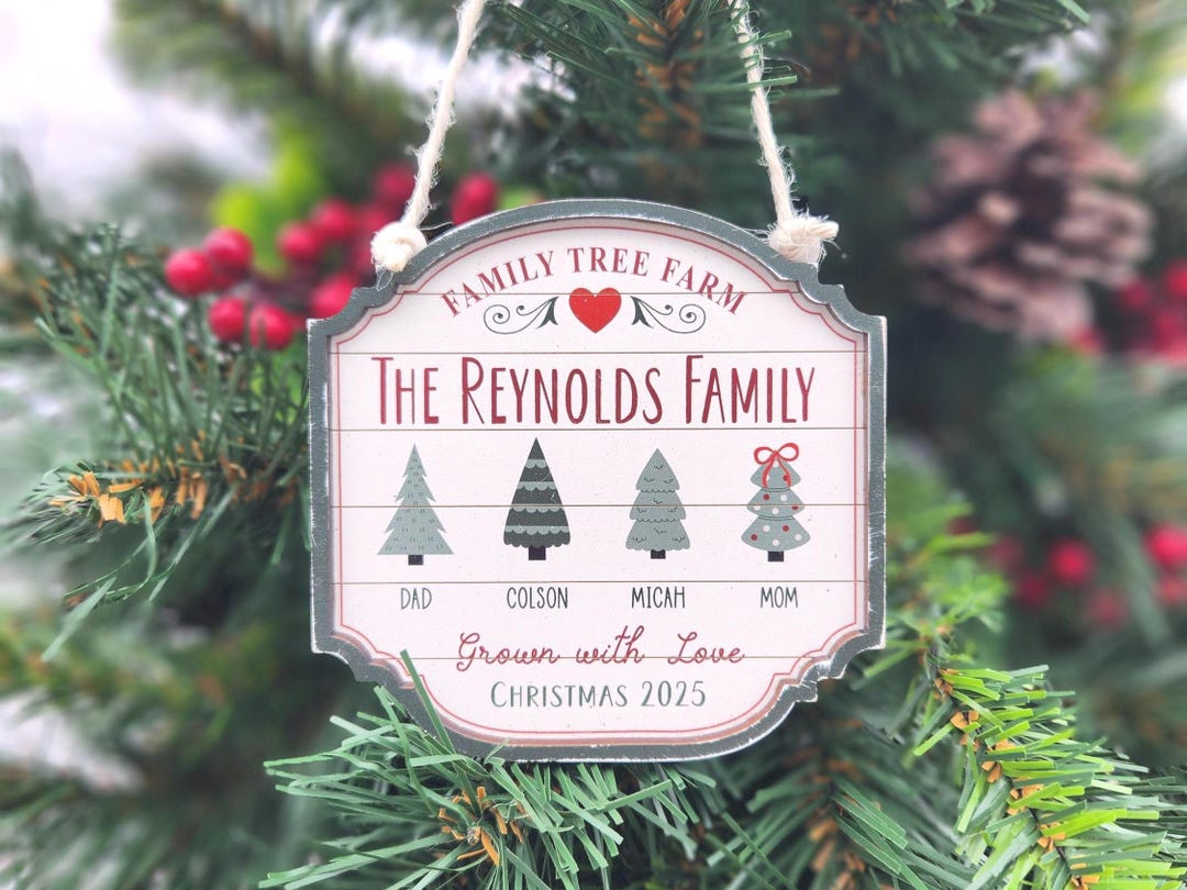 Family Name Sign Ornament | Family Tree Farm Christmas Ornament 2025 ...