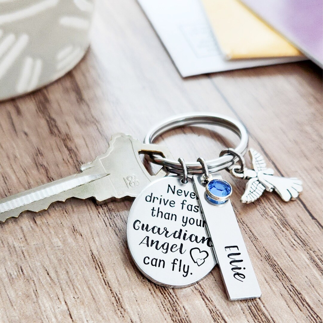 Never Drive Faster Guardian Angel Keychain | New Driver Keychain ...