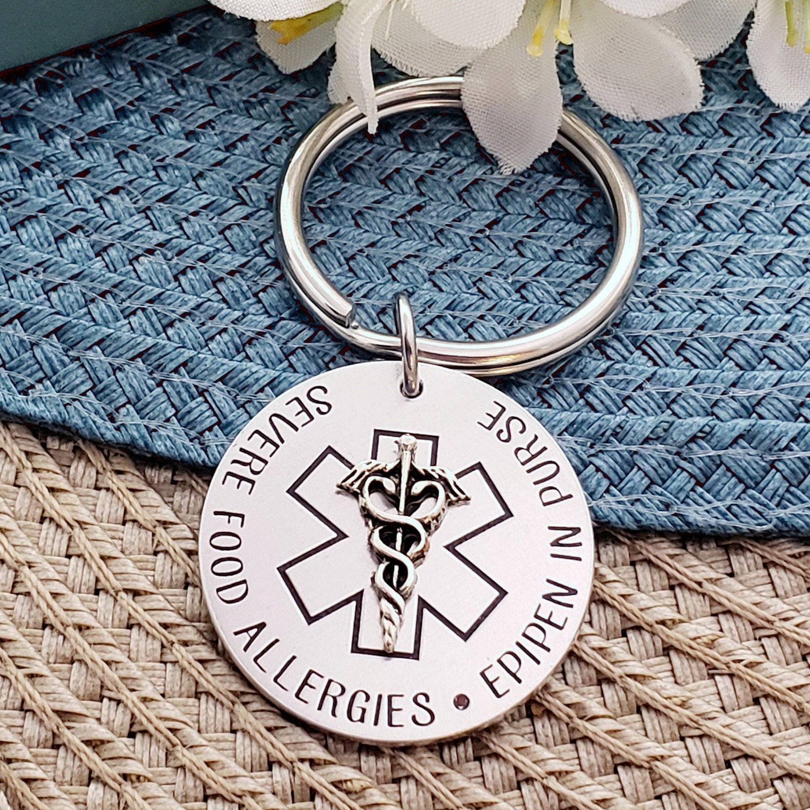 Medical Alert Keychain Medical ID Food Allergy Keychain - Etsy