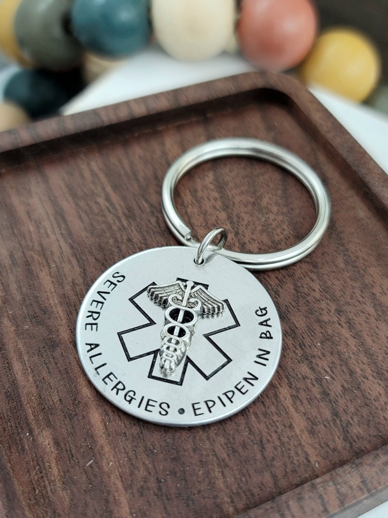 Medical Alert Keychain Medical ID Food Allergy Keychain - Etsy
