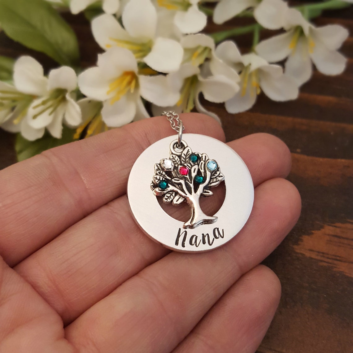 Family Tree With Birthstones Grandmother Necklace Necklace - Etsy