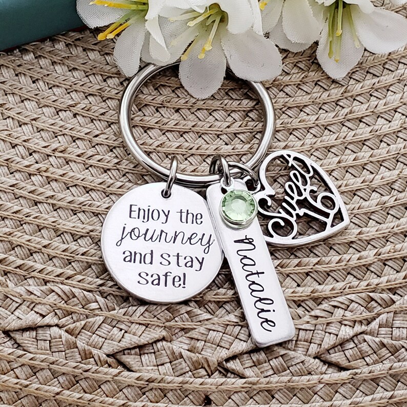 Enjoy the Journey Stay Safe Sweet 16 Keychain Stay Safe | Etsy