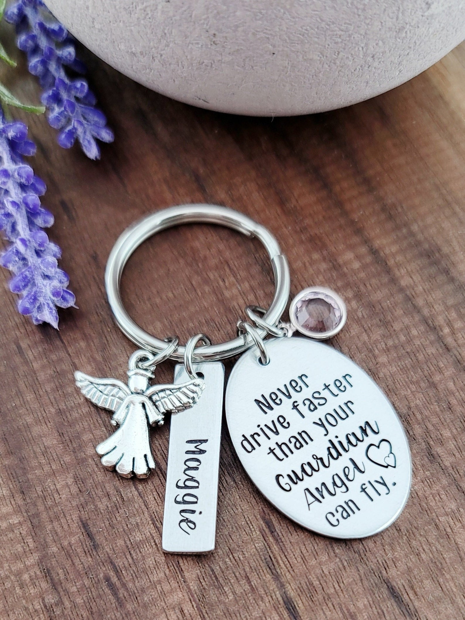 Guardian Angel Keychain New Driver Keychain Sweet 16 - Etsy