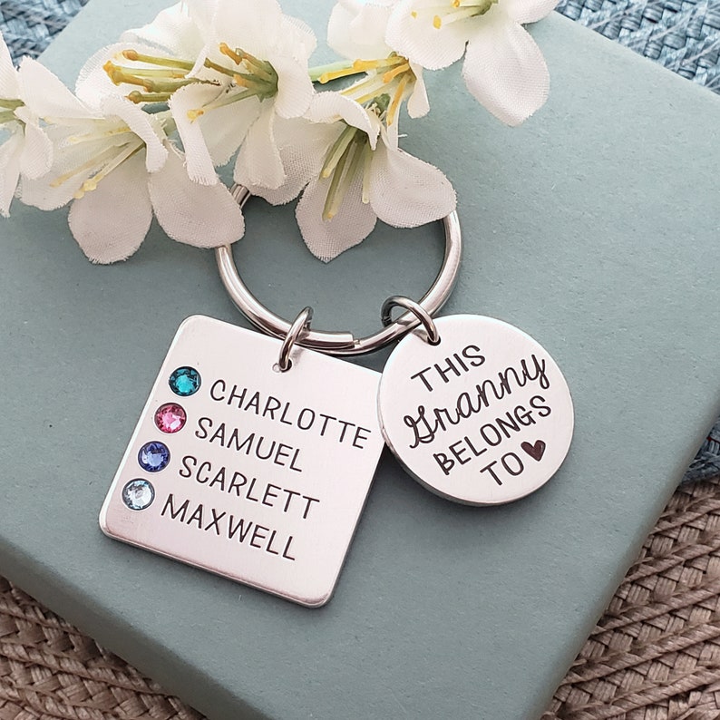 Birthstone Keychains Grandma Keychain Grandma Gift | Etsy