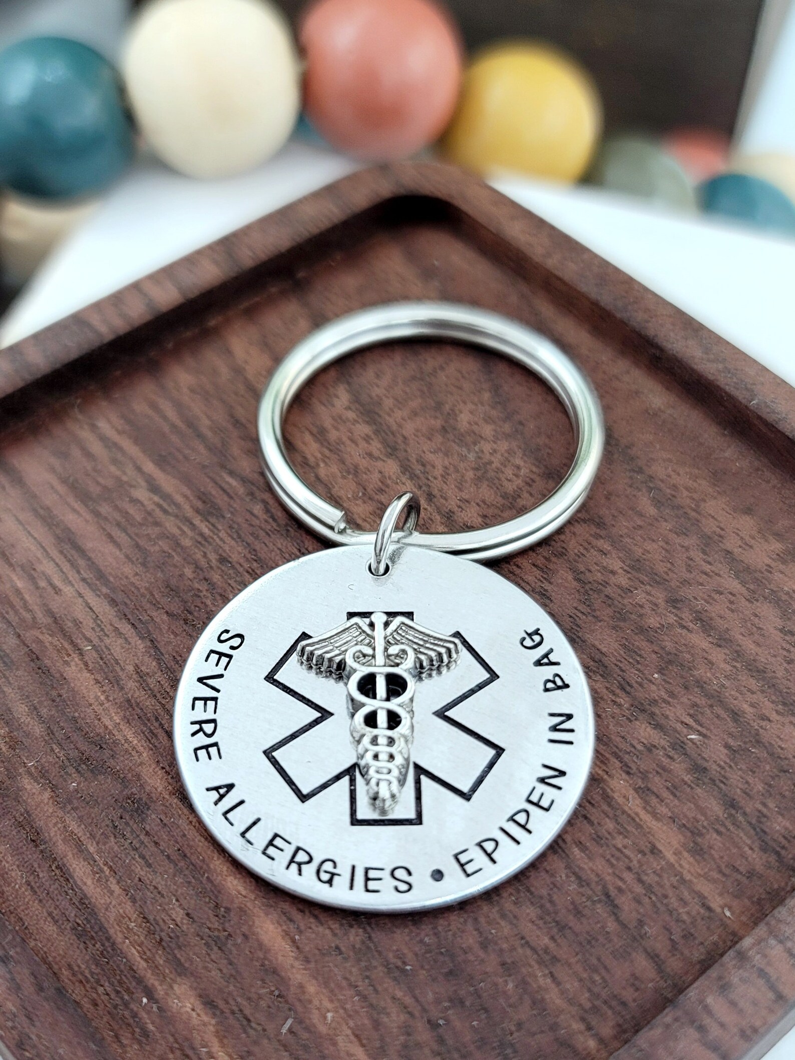 Medical Alert Keychain Medical ID Food Allergy Keychain - Etsy
