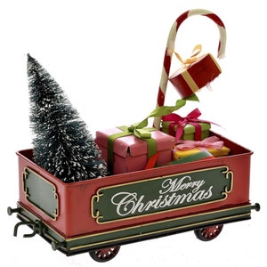 Vintage Metal Christmas Train With Wagons Vintage Christmas Locomotive ...