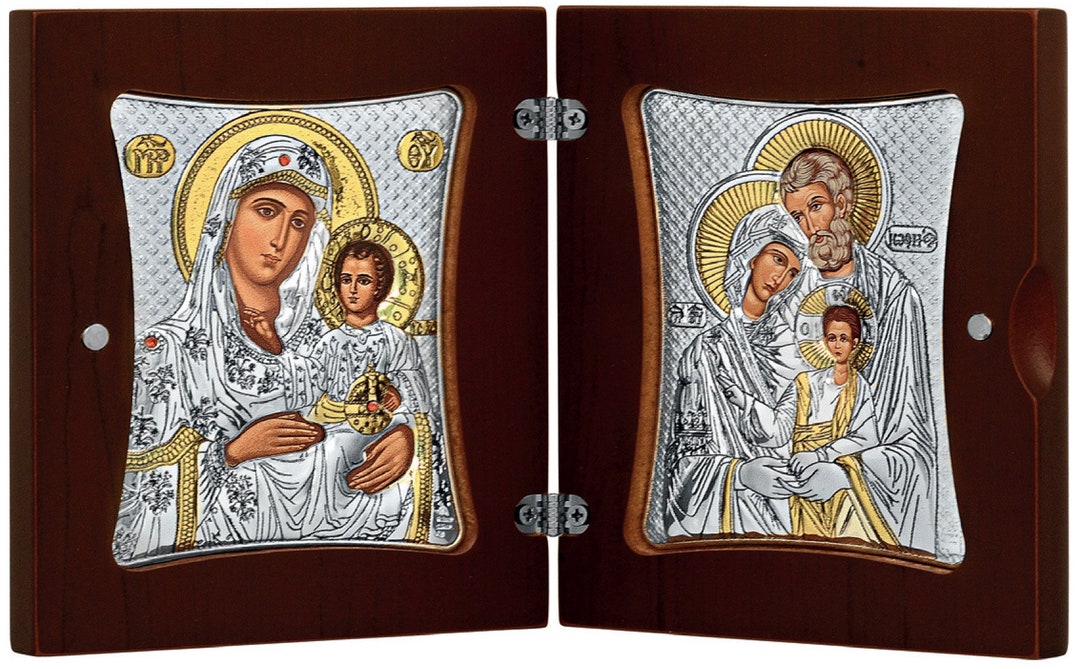 Silver Icon Diptych With Gilded Details Byzantine Silver Orthodox Icon ...