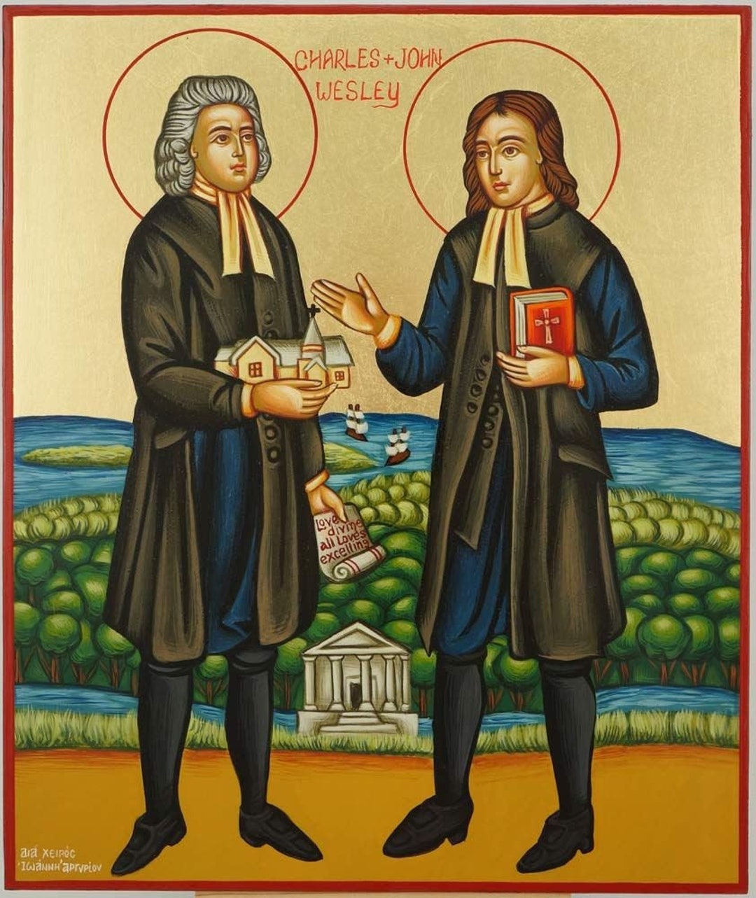 Orthodox Icons Byzantine Charles and John Wesley Icon Greek Orthodox ...