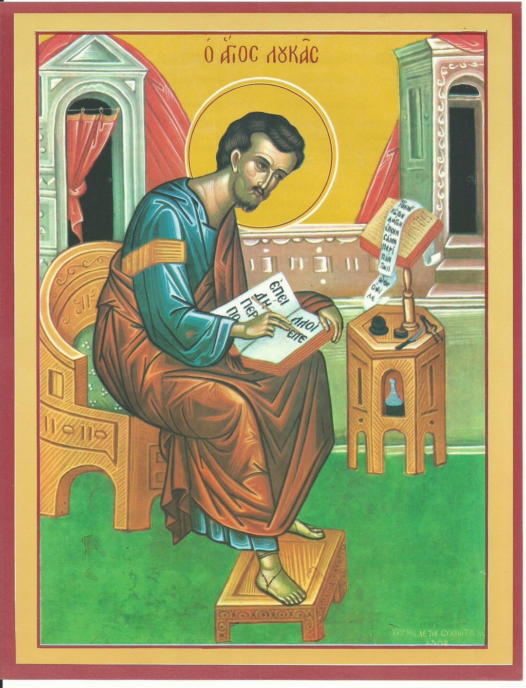 Orthodox Icons Byzantine Saint Luke Saint Loukas Icon Greek Orthodox ...