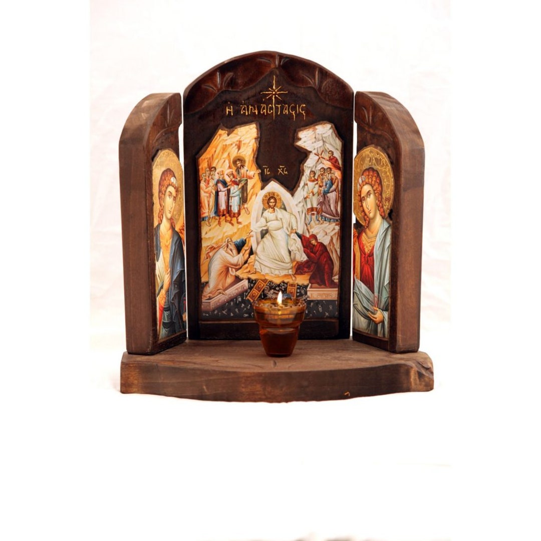 Iconostasis Wooden Icon Triptych Orthodox Icons With Oil Lamp - Etsy