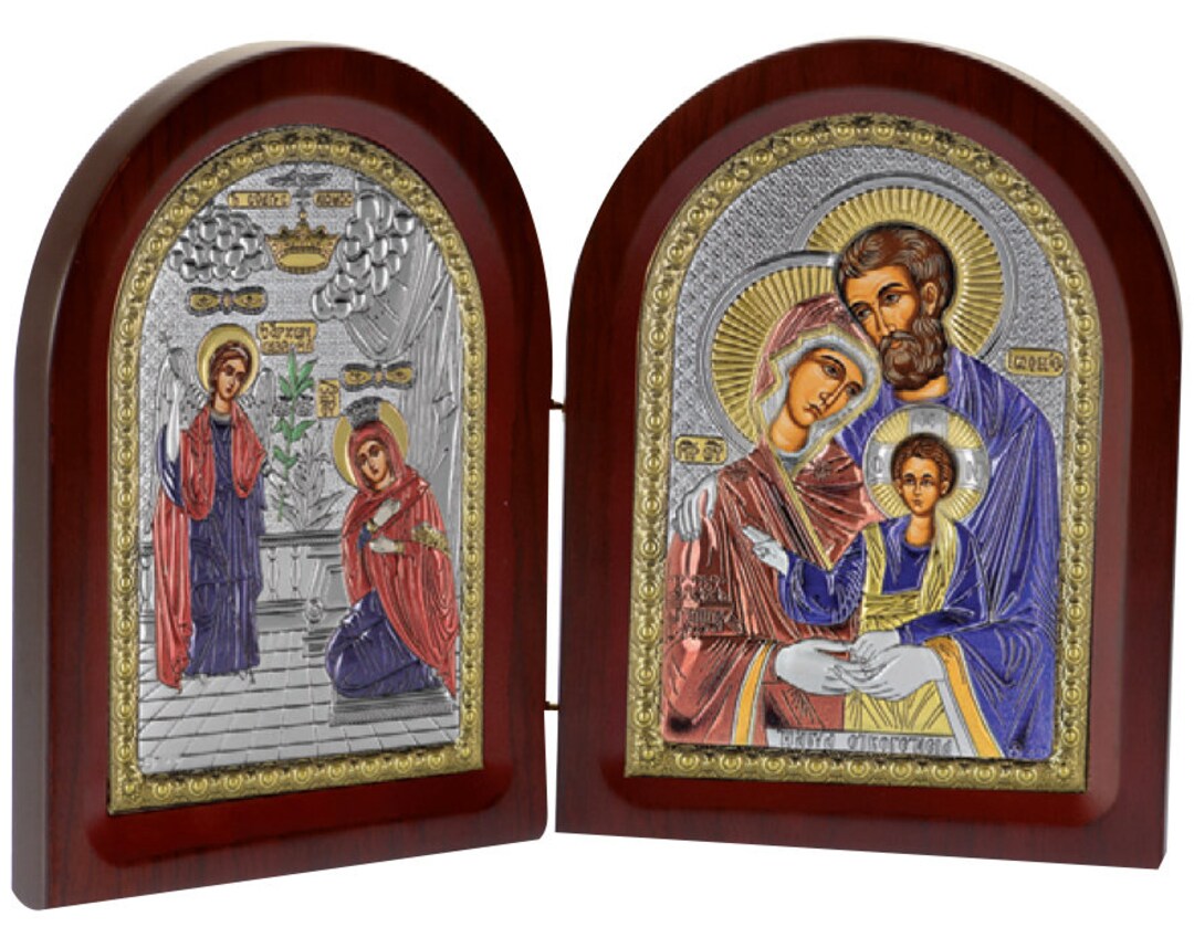 Silver Icon Diptych With Gilded Details Byzantine Silver Orthodox Icon ...