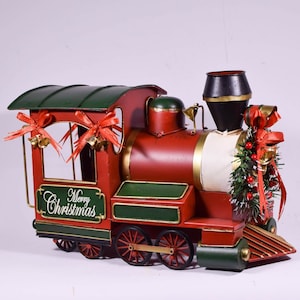 Vintage Metal Christmas Train With Wagons Vintage Christmas Locomotive ...