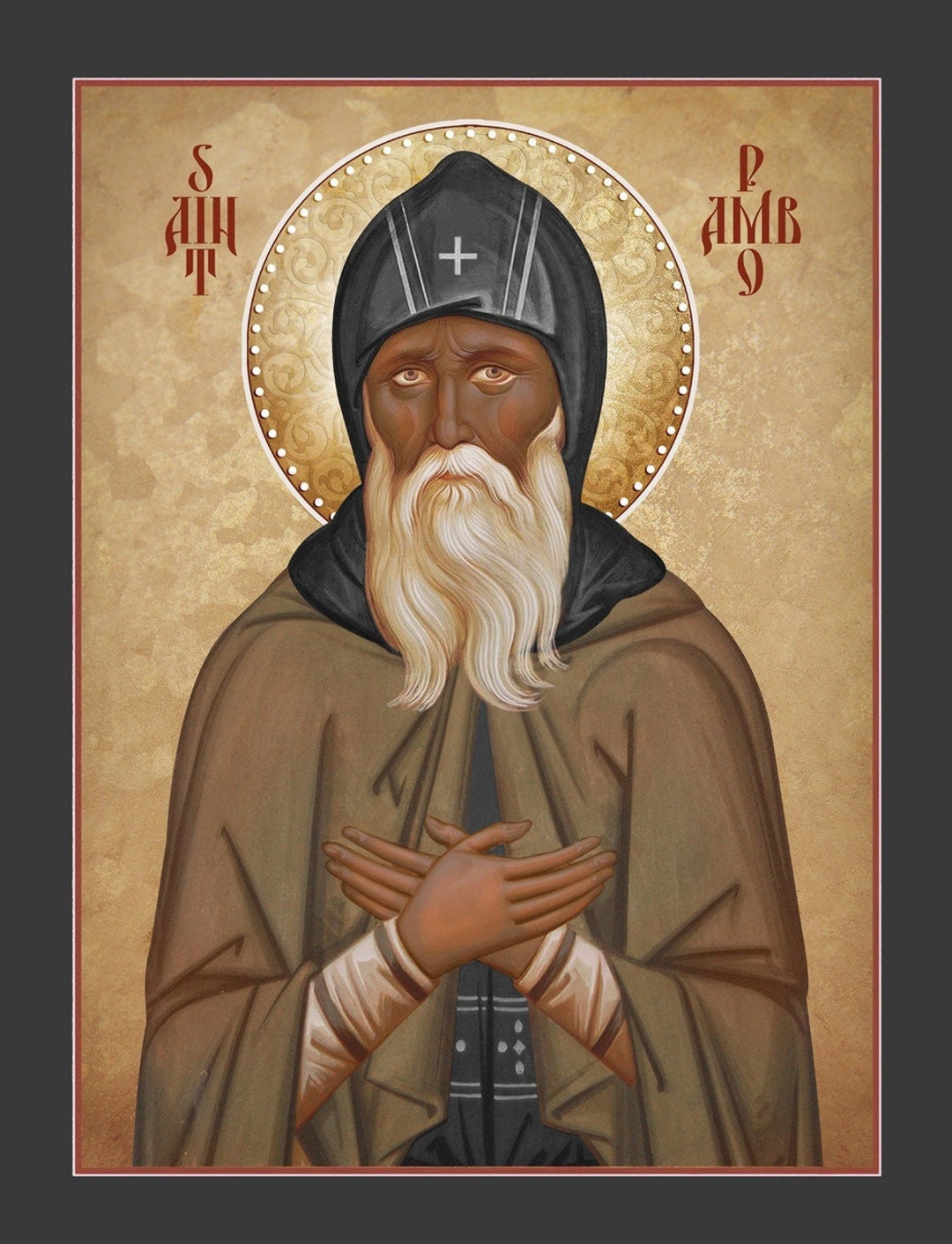 Orthodox Icons Byzantine Saint Pambo Abba Pambo Icon Greek Orthodox ...