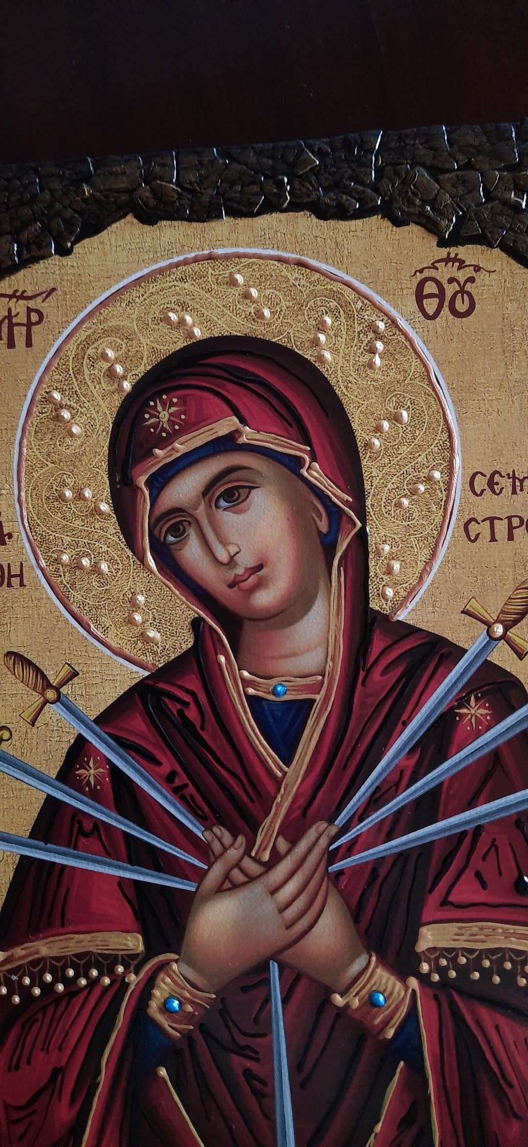 Orthodox Byzantine Icons Virgin Mary the Seven Swords Greek - Etsy
