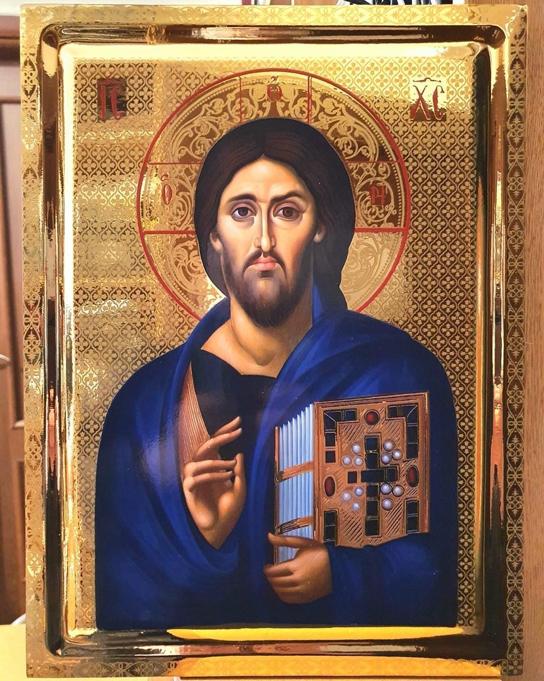 Jesus Christ Orthodox Icon With a Polished Look and Water Gilded Shiny ...