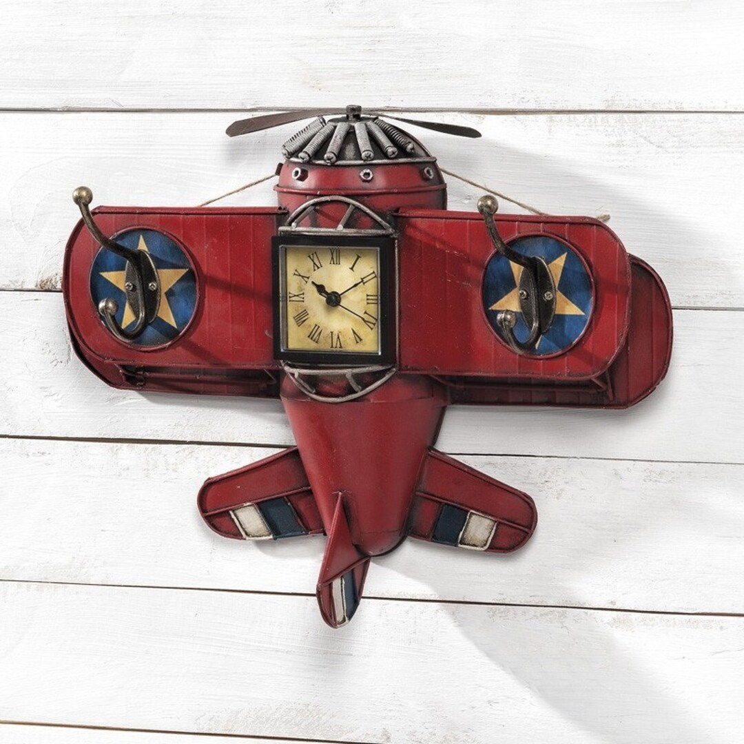 Vintage Decorative Metal Antique Airplane in Red With Clock. - Etsy
