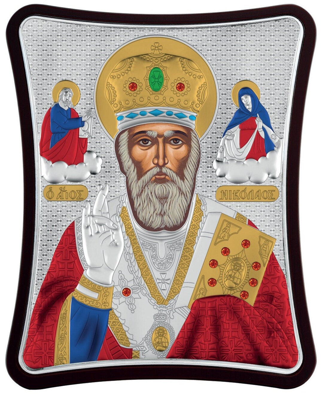 Saint Nicholas Christian Byzantine Silver Orthodox Icon Saint Nikolay ...