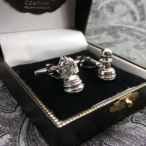 Chess Set Cufflinks Set Pure Silver Plated In-house King and Pawn Chess ...