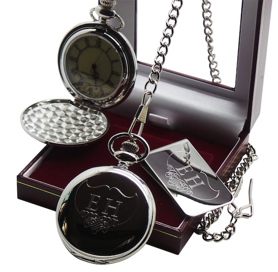 Personalised Engraved Pocket Watch and Money Clip Card Holder | Etsy
