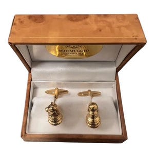 Chess Set Cufflinks Set 24k Gold Clad Knight and Pawn Chess Pieces Cuff ...