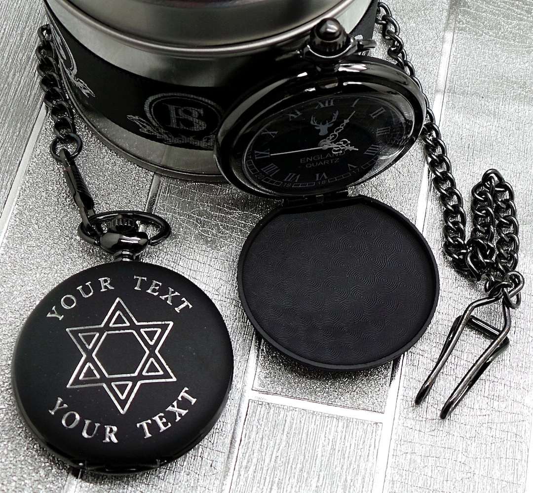 Star of David Pocket Watch Metal Gift Case Engraved Religious Gifts ...