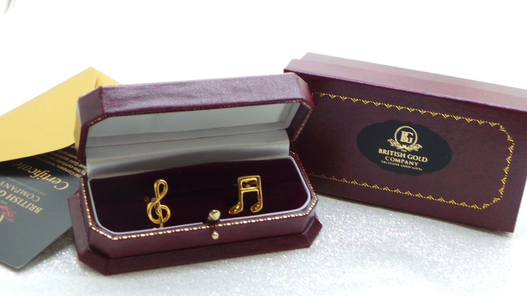Musical Notes Cufflinks 24k Gold Clad Luxury Gift Set for Musician ...