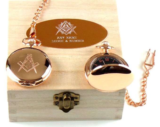 FREE Engraving Freemasons Masonic 18k Rose Gold Full Hunter - Etsy