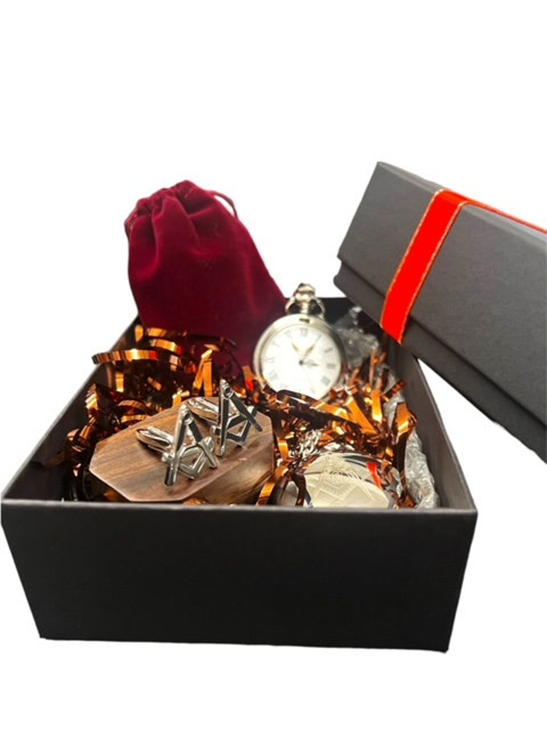 Masonic Gift Set Personalised Engraved Silver Pocket Watch and ...