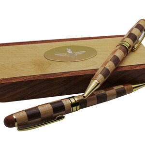 PARAS Luxury Wood Double Pen Set Desk Stand Ballpoint Pens Luxury ...