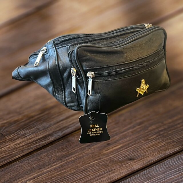 Masonic Bum Bag Waist Bag Freemason Utility Bag Genuine Leather Fanny ...