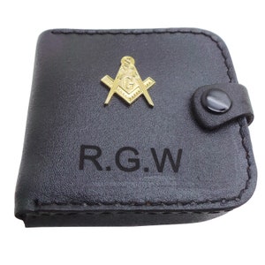 Personalised Masonic Freemason Wallet Coin Case Card Genuine Leather ...