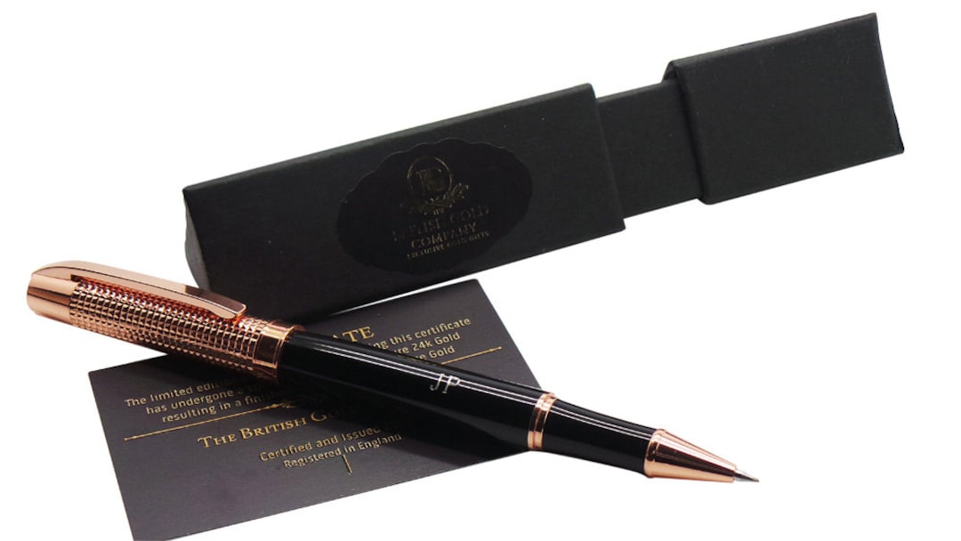 Luxury Pen 18k Rose Gold Clad Executive Ballpoint Short Name Initials ...