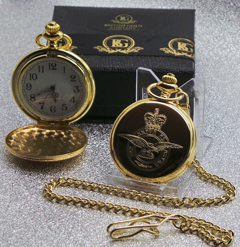 RAF 24k Clad Gold Pocket Watch in Luxury Gift Case With - Etsy Canada