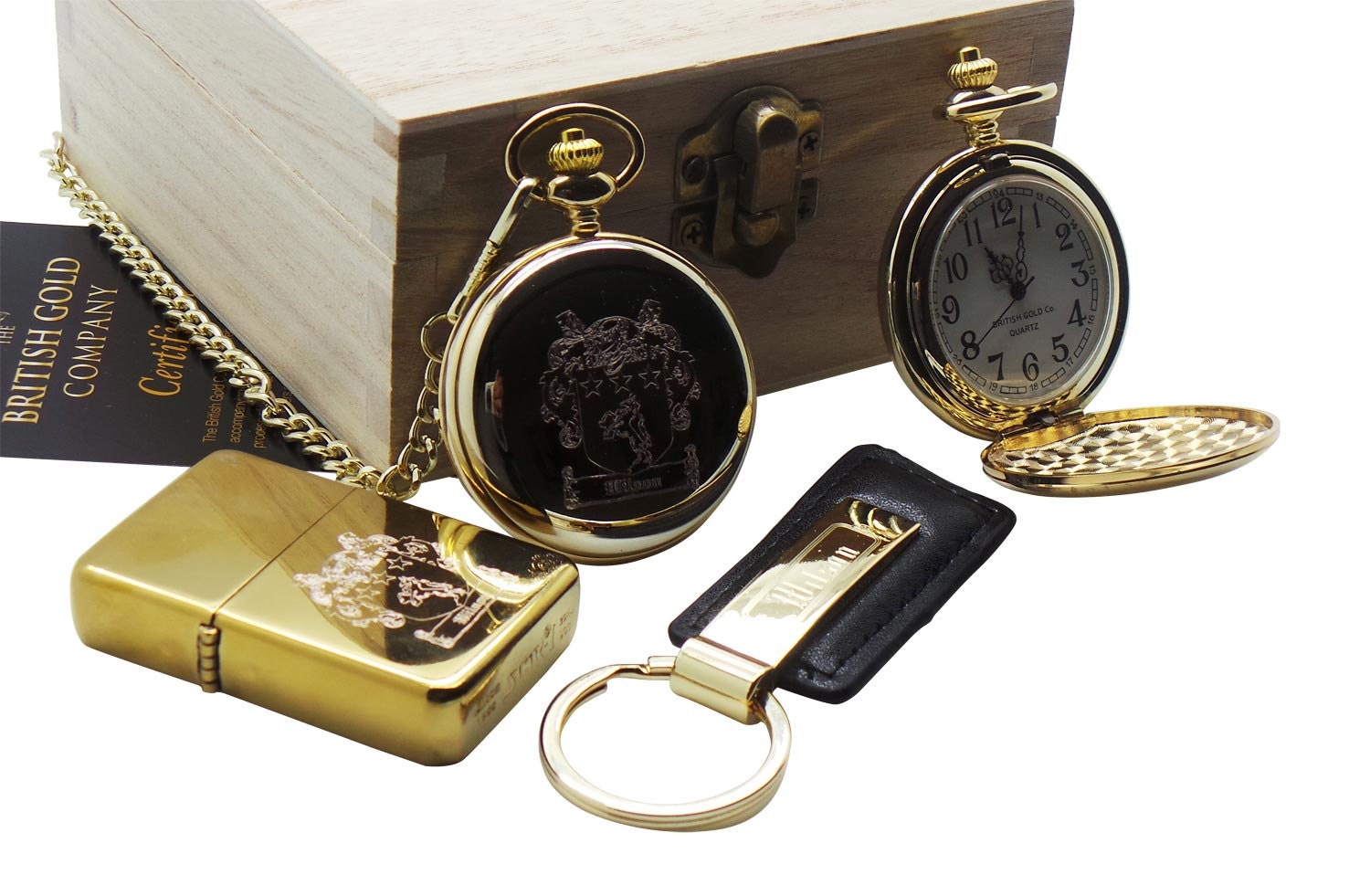 Family Name Coat of Arms 24k Gold Plated Pocket Watch Lighter | Etsy