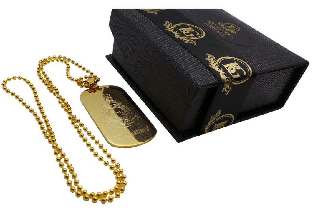24k Gold Plated Royal Marines Dog Tag Necklace: Free Engraving - Etsy UK