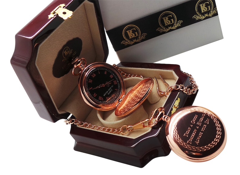 Monogrammed Custom Monogramm18k Rose Gold Plated Pocket Watch in Luxury ...