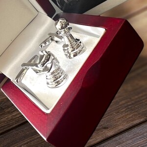 Chess Set Cufflinks Set Pure Silver Clad King and Pawn Chess Pieces ...