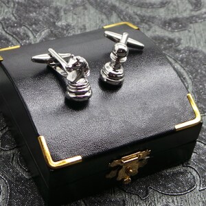 Chess Set Cufflinks Set Pure Silver Plated In-house King and Pawn Chess ...