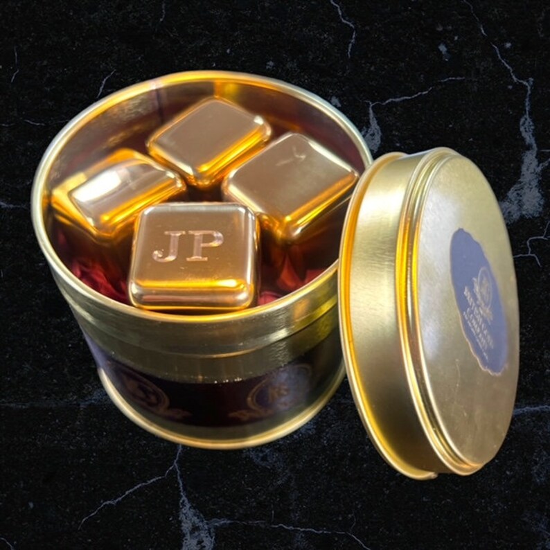 Personalised Gold Ice Cubes 4 Piece Gift Set Custom Engraved - Etsy