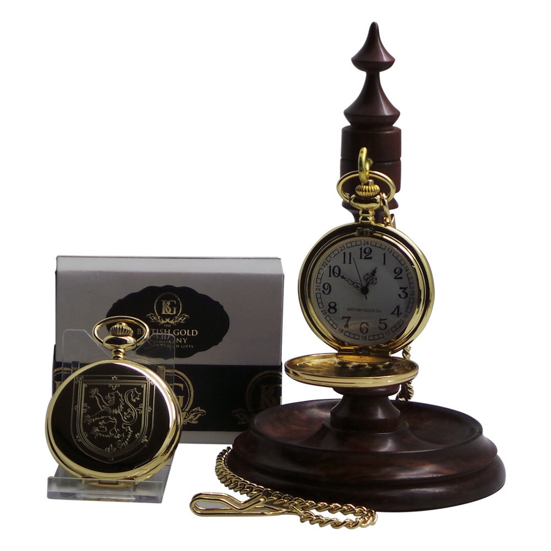 Scotland Coat of Arms Pocket Watch Crested and Handmade Wooden Display ...