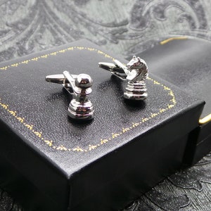 Chess Set Cufflinks Set Pure Silver Plated In-house King and Pawn Chess ...