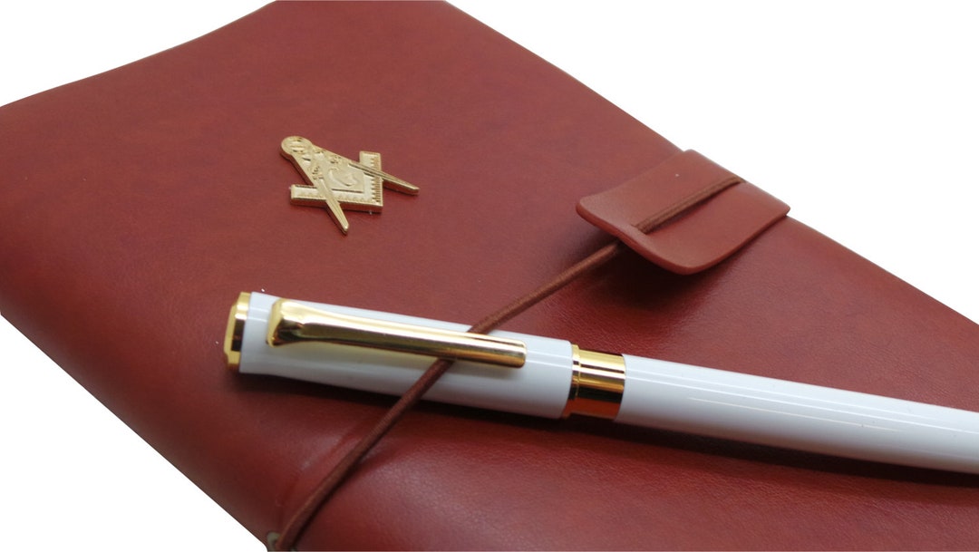 Freemasons Personalised Brown Leather Notebook Journal Card Holder ...