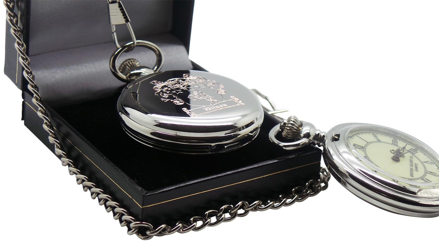 Family Name Coat of Arms Silver Pocket Watch in Luxury Gift Box Case ...