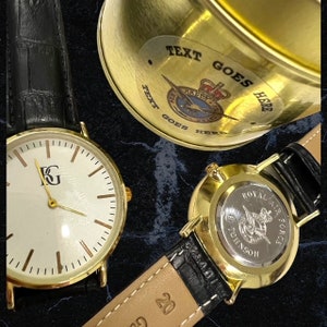 RAF Personalised Wristwatch Luxury Watch Black Leather and Gold Men ...